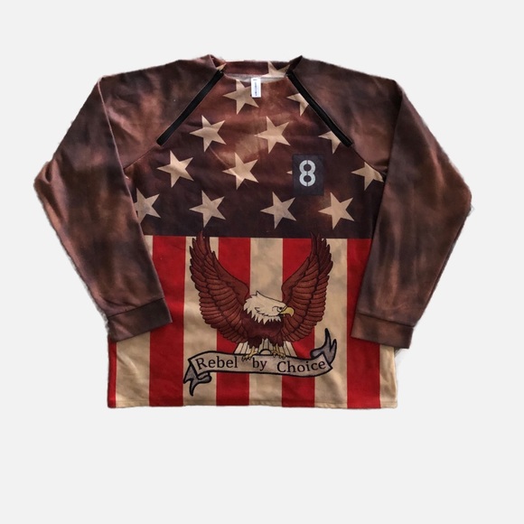 Chicyea | Shirts | Chicyea Brown American Flag Long Raglan Sleeve ...